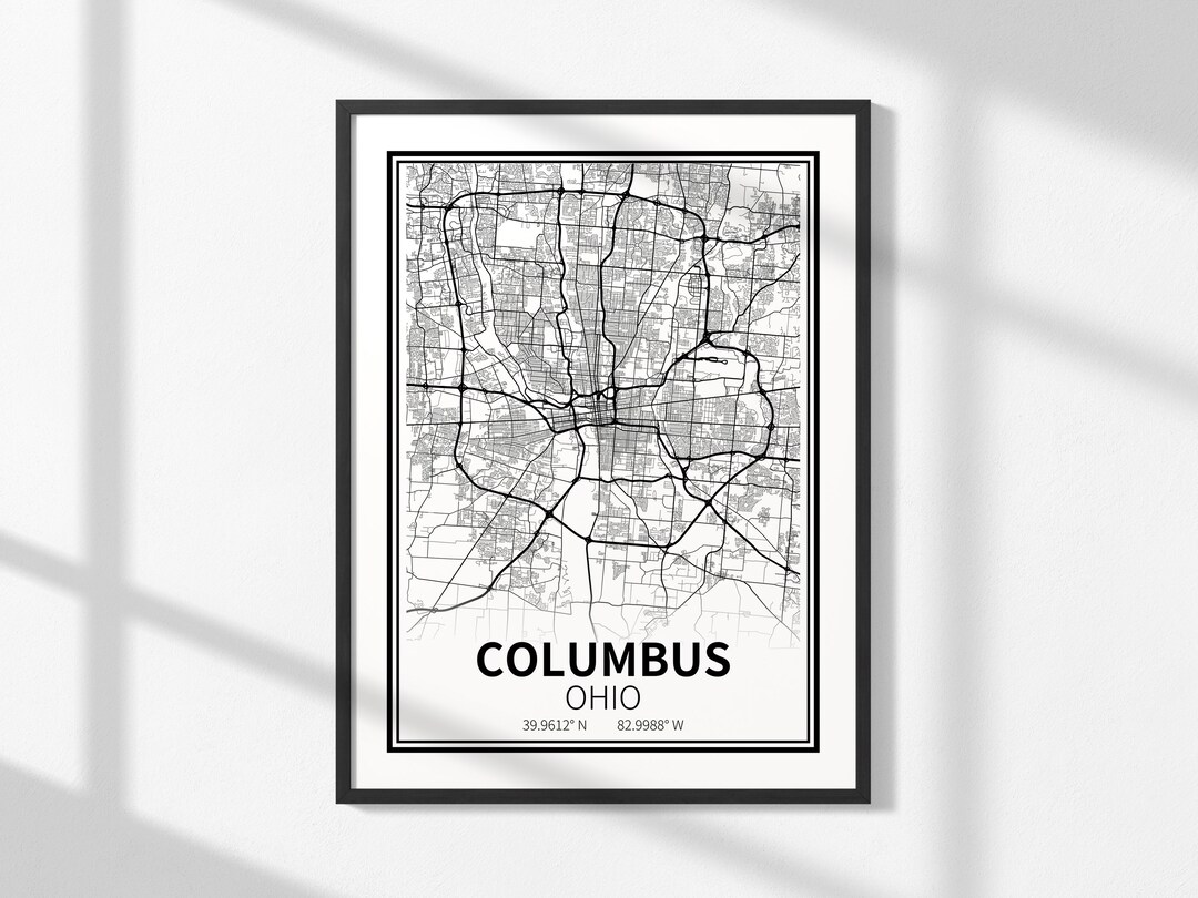 Columbus Ohio Map Print, Columbus Map Print Poster Canvas, City Street ...