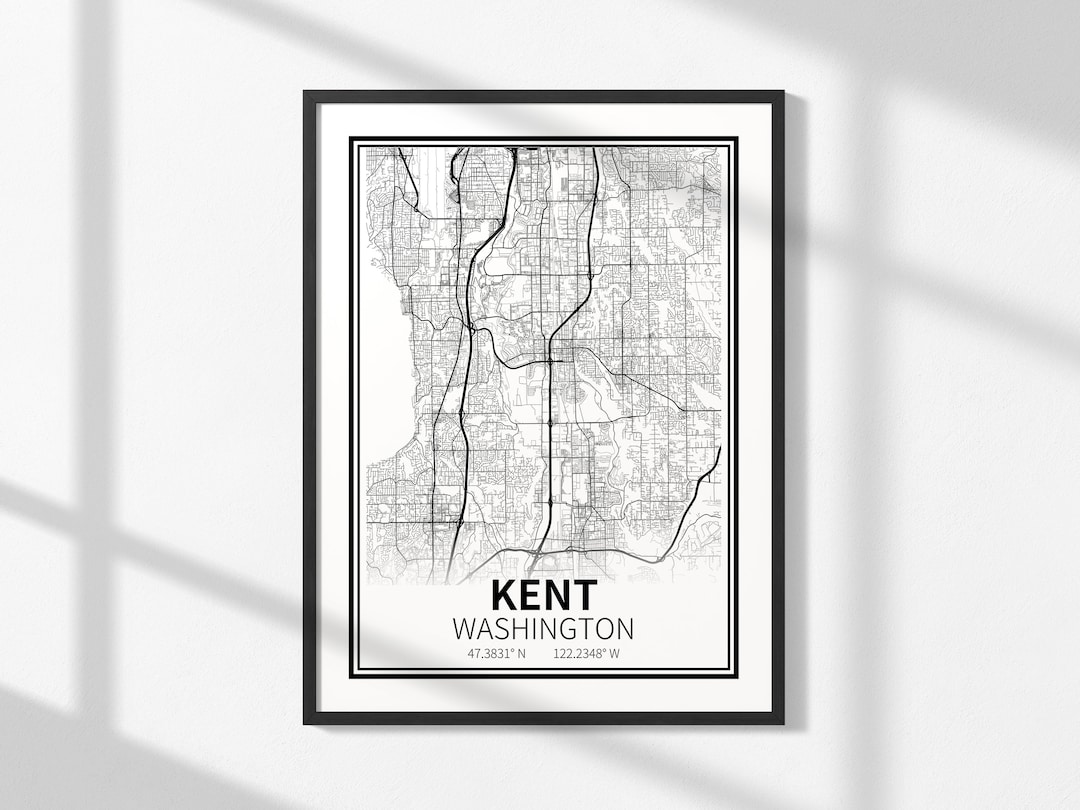 Kent Washington Map Print, Kent Map Print Poster Canvas, Kent ...