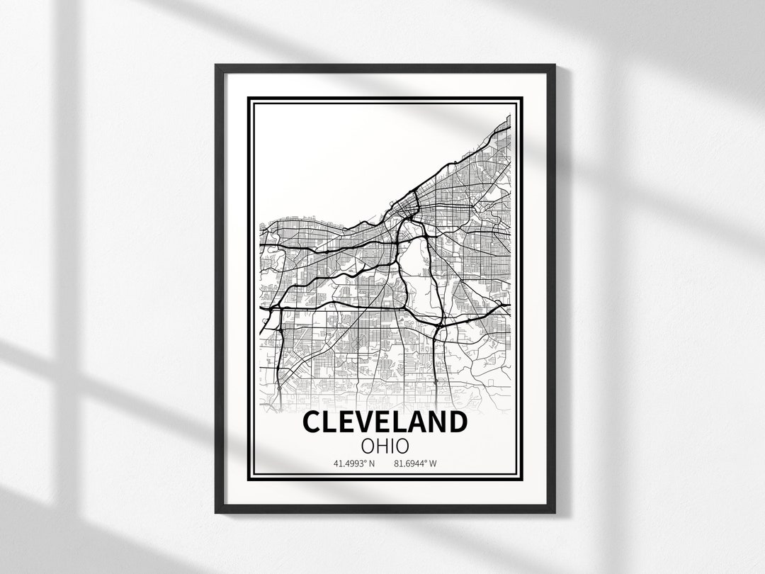 Cleveland Ohio Map Print, Cleveland Map Print Poster Canvas, Cleveland ...
