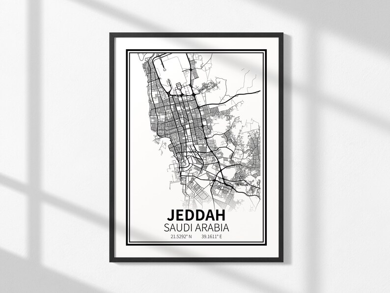 Jeddah Saudi Arabia Map Print, Jeddah Map Print Poster Canvas, Jeddah ...
