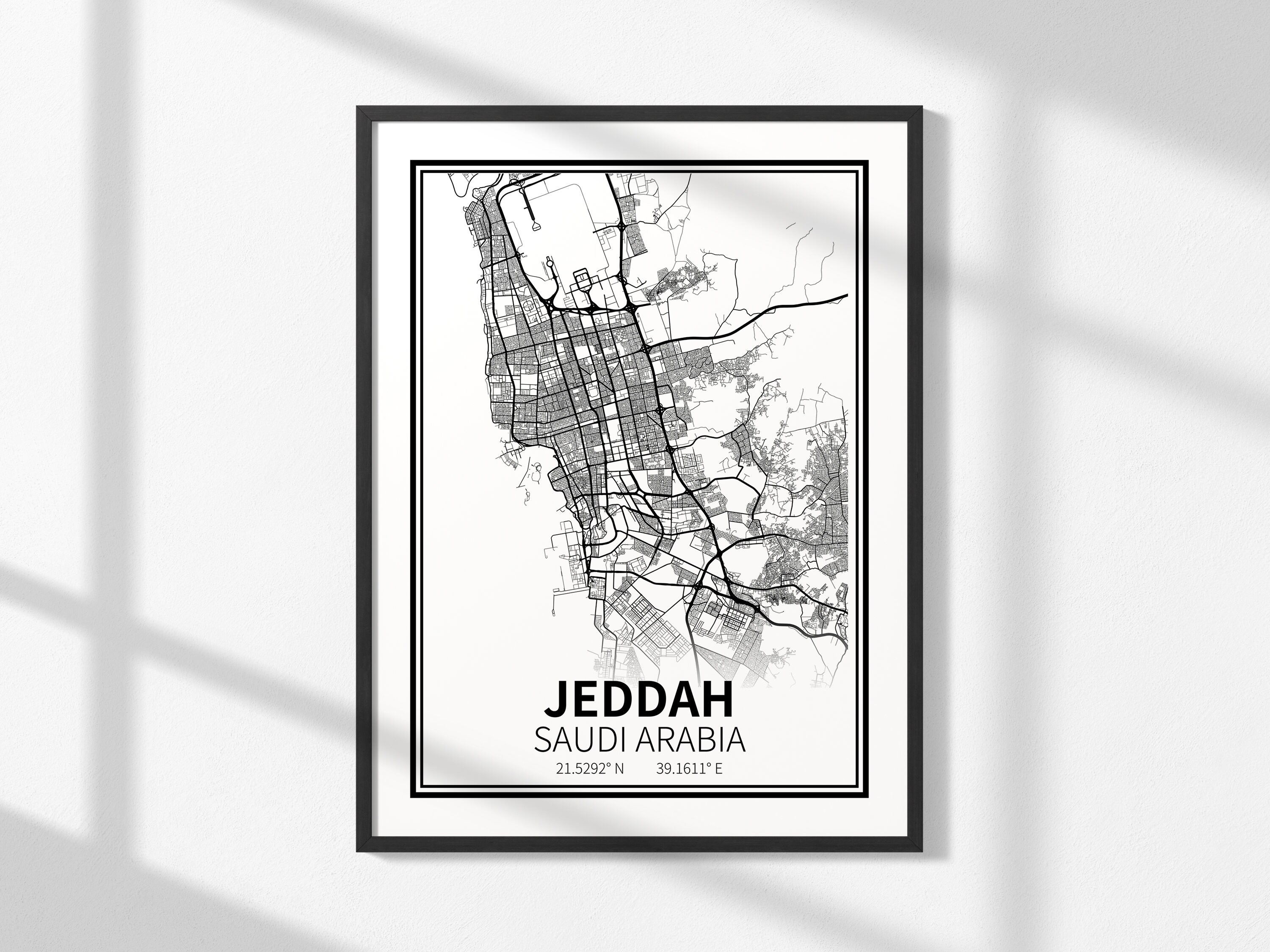 Jeddah Saudi Arabia Map Print, Jeddah Map Print Poster Canvas, Jeddah ...