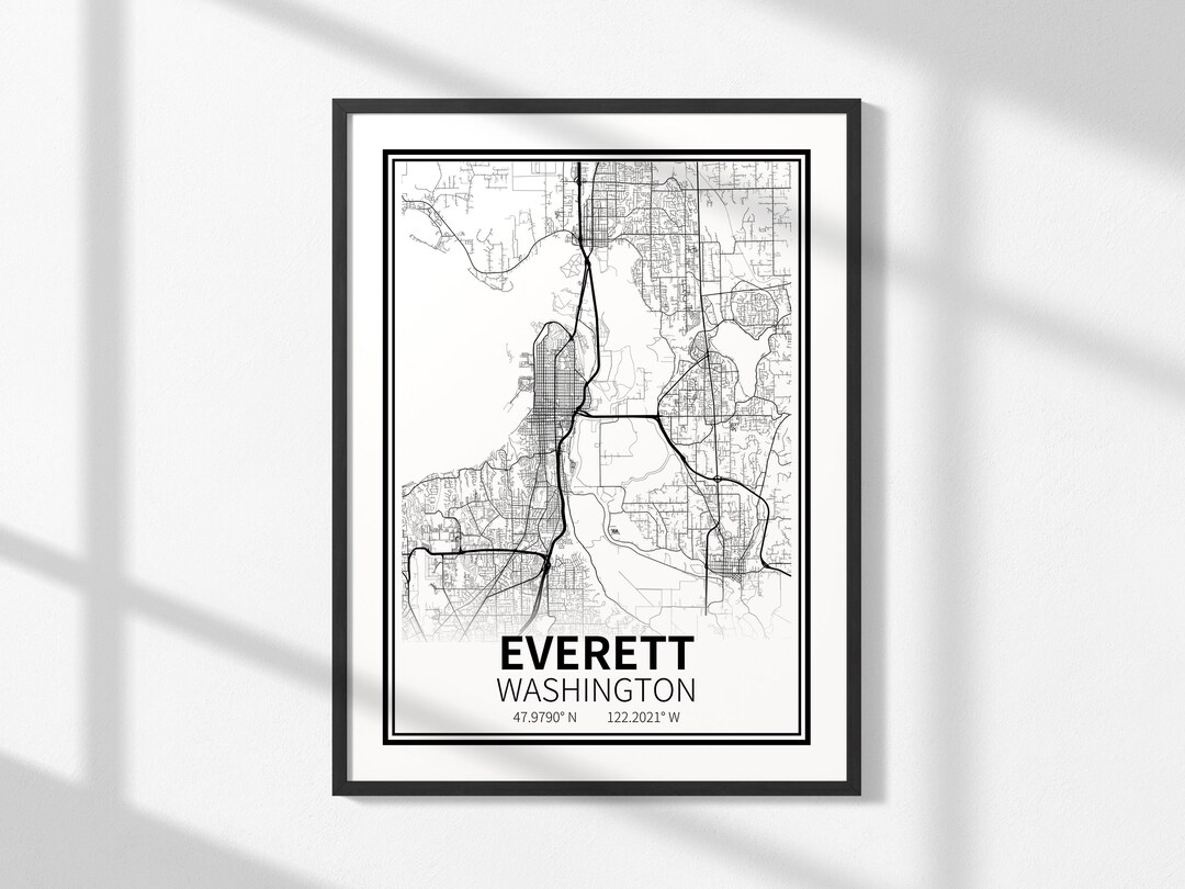 Everett Washington Map Print, Everett Map Print Poster Canvas, Everett ...