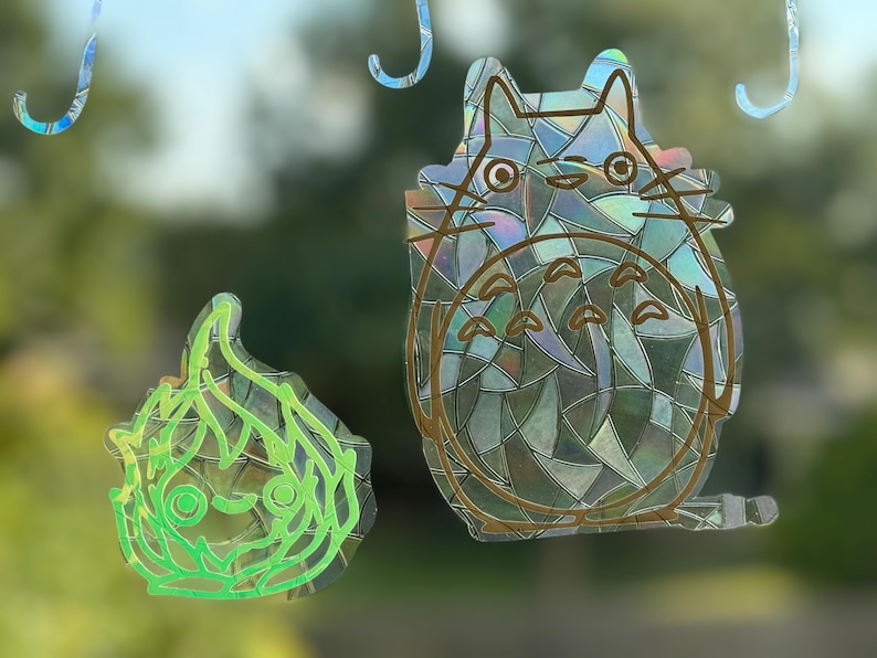 Studio Ghibli Suncatcher Set: Totoro and Calcifer Window Clings, Gift ...