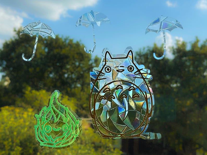 Studio Ghibli Suncatcher Set: Totoro and Calcifer Window Clings, Gift ...