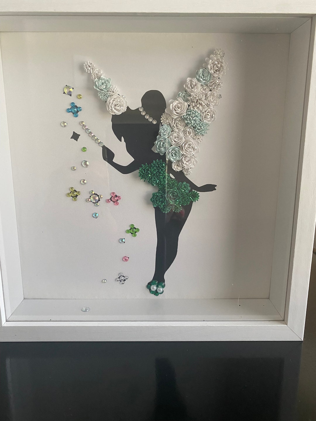 Disney Tinkerbell Inspired Shadow Box. Rolled Flowers, Handmade ...