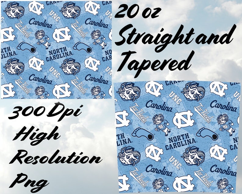 Unc Carolina Tarheels Tumbler 20 Oz Skinny Stitch Tumbler Sublimation ...