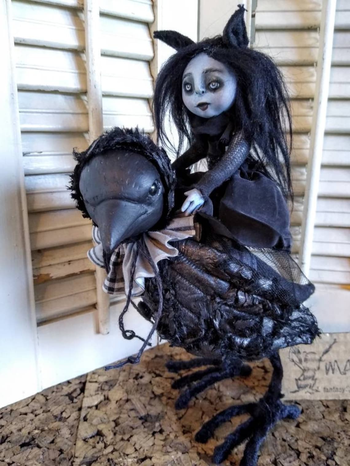 Crow Art Doll 8" Tall Companion for My Line of Mini Dolls Bird Seasonal ...