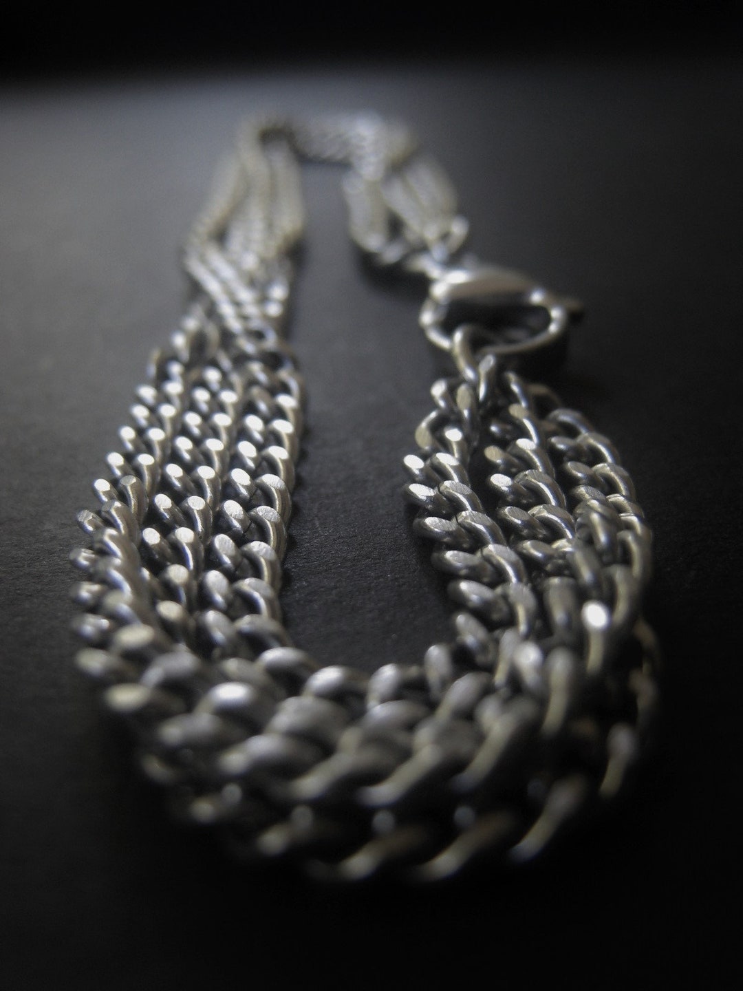 Stainless Steel Multi Strand Curb Chain Bracelet 3mm Diamond Curb Chain ...