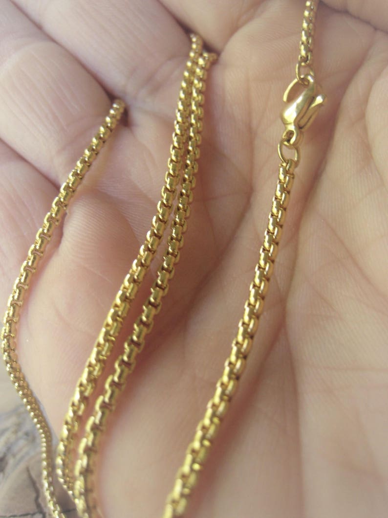 18K Gold Stainless Steel Rolo Chain Necklace, 2mm Unisex Belcher Chain ...
