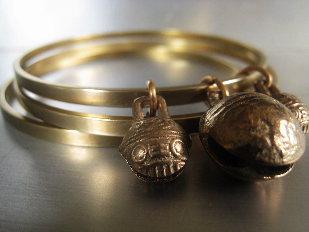 Gold Bangle Bracelet Tibetan Bell Bracelet Stacking Layering Bangles ...