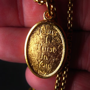 Divine Mercy Gold Pendant Necklace Spiritual Religious Inspirational ...