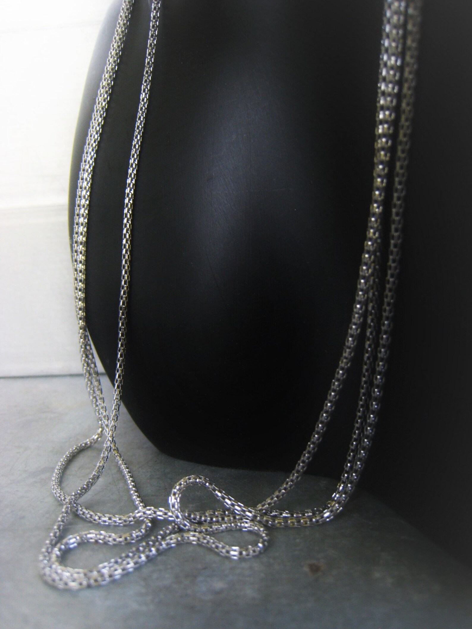 Stainless Steel Double Square Rolo Chain Necklace Silver Chain Necklace ...