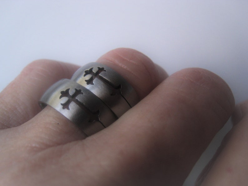 Stainless Cross Ring Silver Religious Ring Spiritual Unisex | Etsy