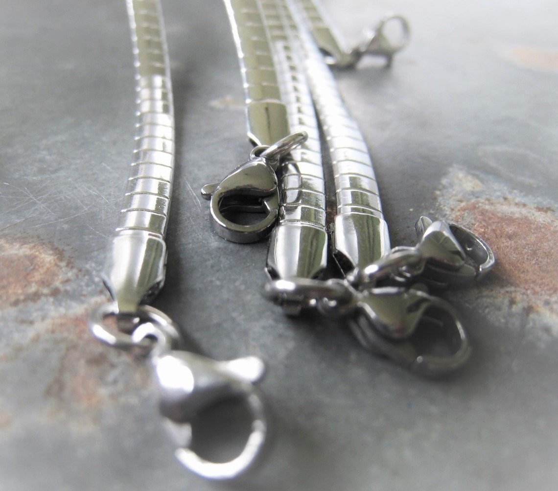 Stainless Steel Flat Omega Chain 4mm Silver Snake Chain - Etsy