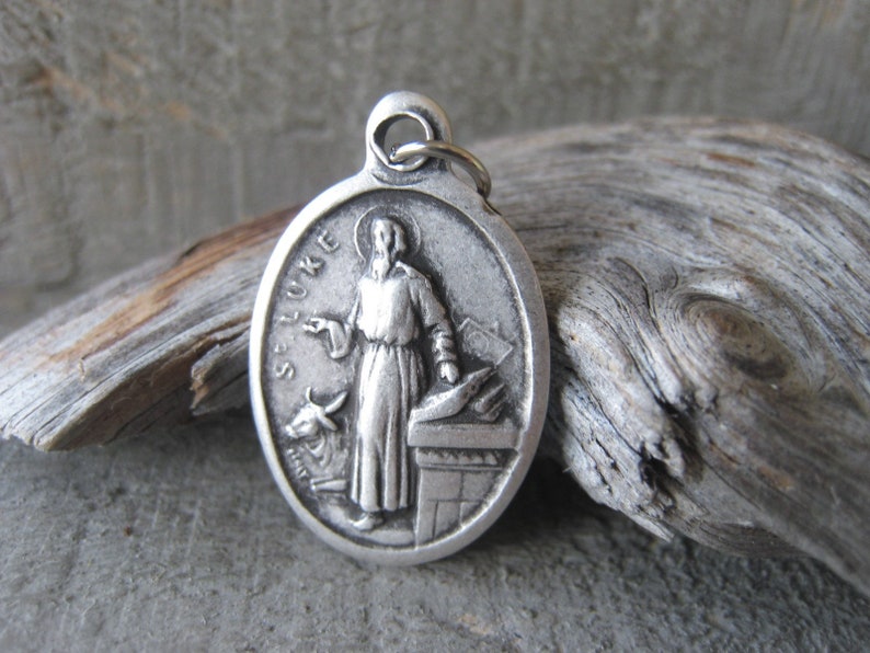 Saint Luke Pendant Necklace Religious Statement Necklace | Etsy