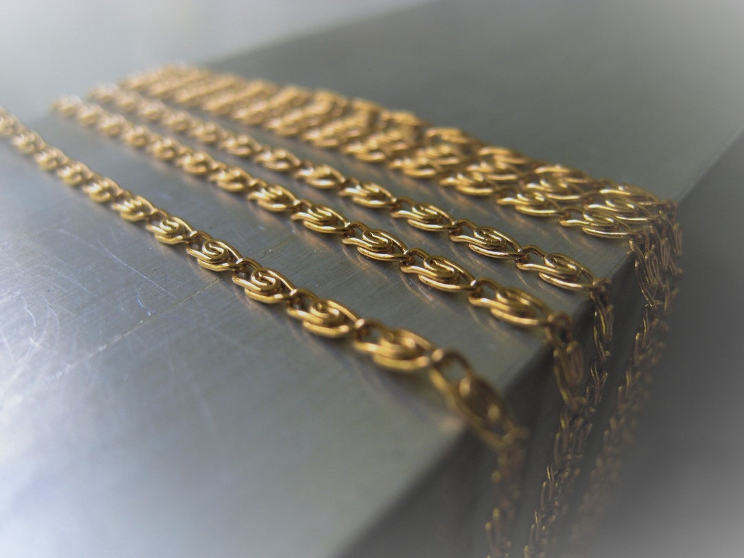 18K Gold Stainless Steel Gold Link Chain Necklace 2mm Link Chain Steampunk Chain Unisex Chain ...