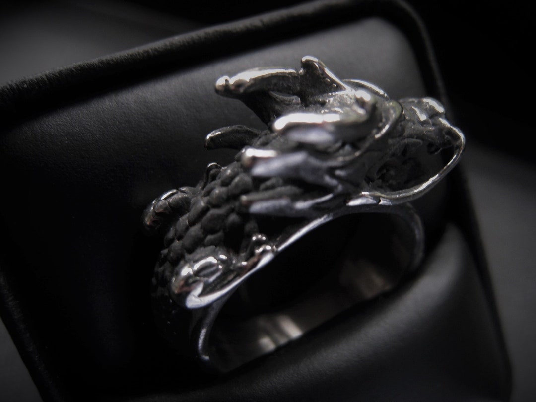 Stainless Steel Dragon Ring Mythical Jewelry Renaissance Rings Silver ...