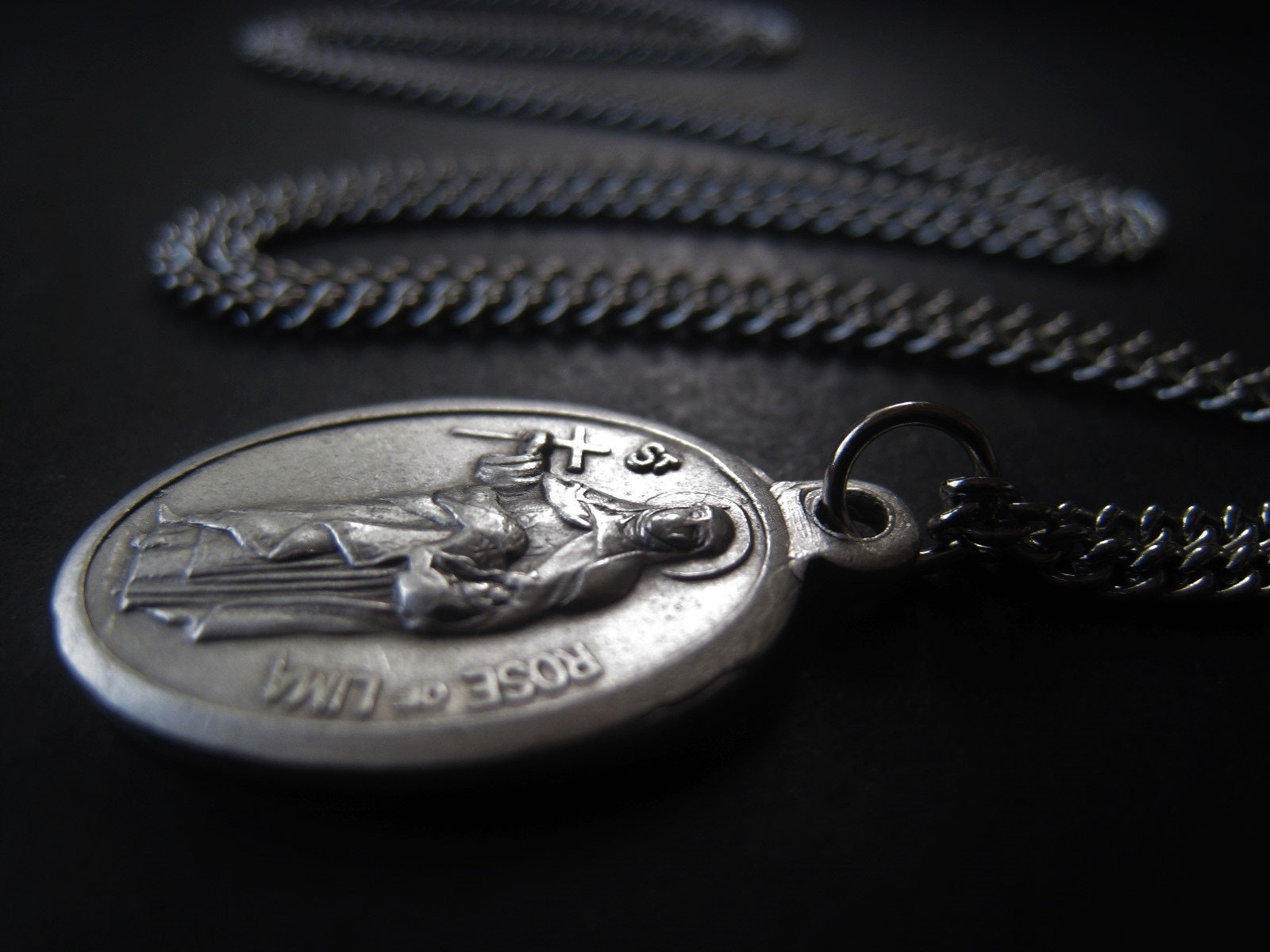 Saint Rose of Lima Necklace, Silver Religious Pendant, Spiritual ...