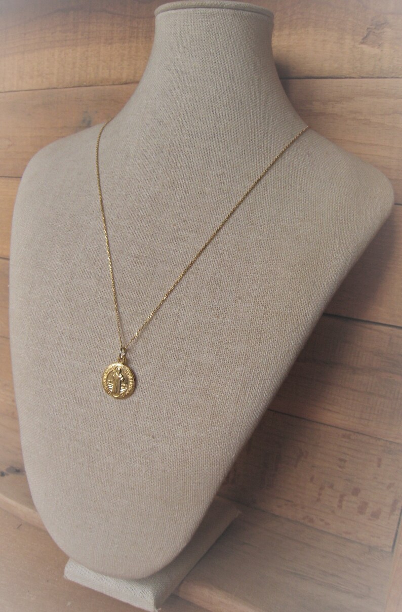 Gold St. Benedict Pendant Necklace Religious Statement | Etsy