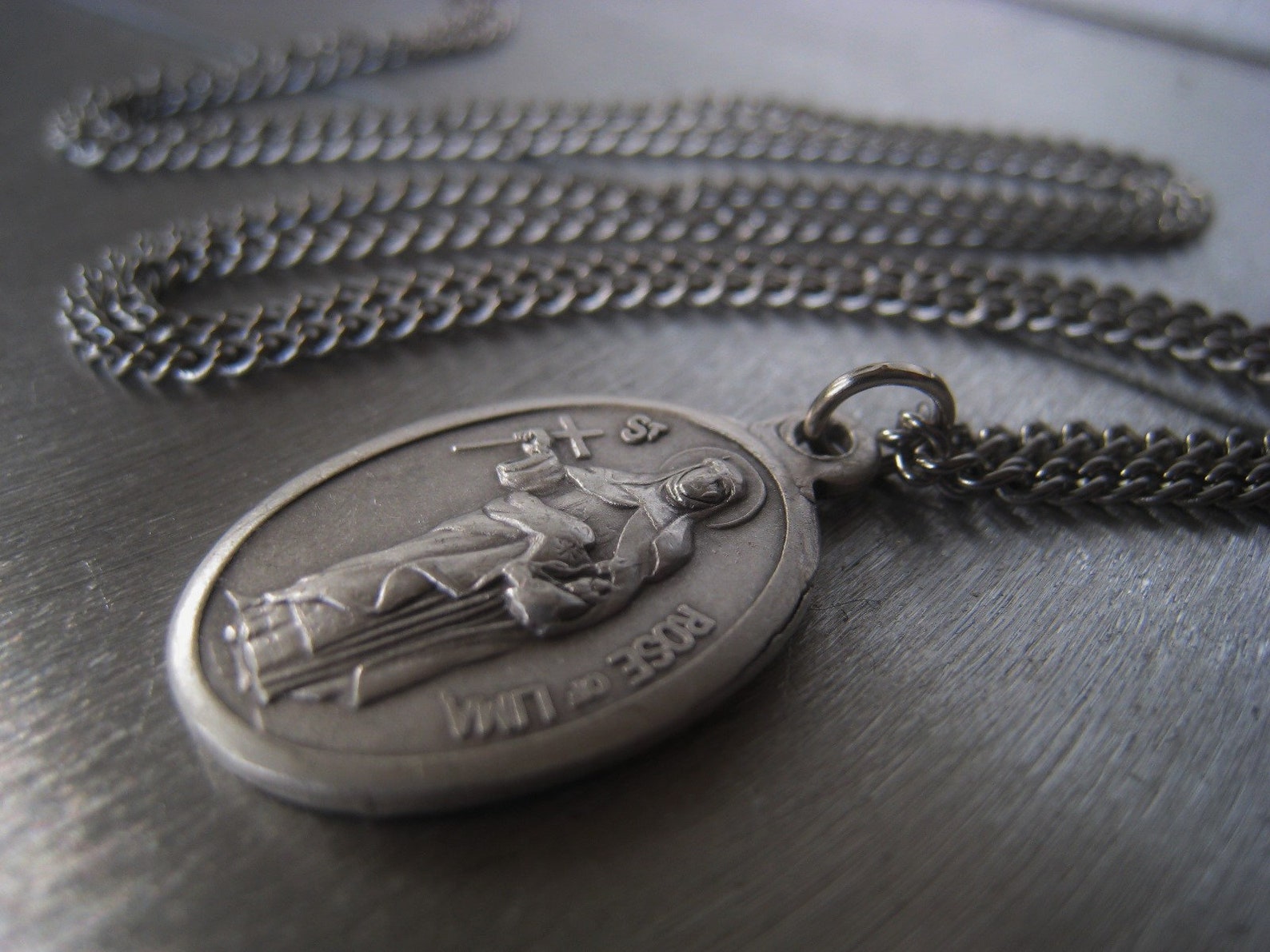 Saint Rose of Lima Necklace, Silver Religious Pendant, Spiritual ...