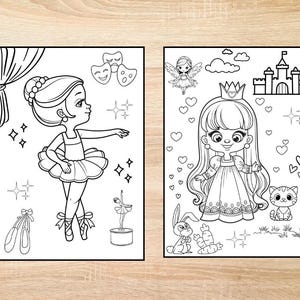 5 Coloring Pages Pdf-princess Theme FREE Book Cover - Etsy