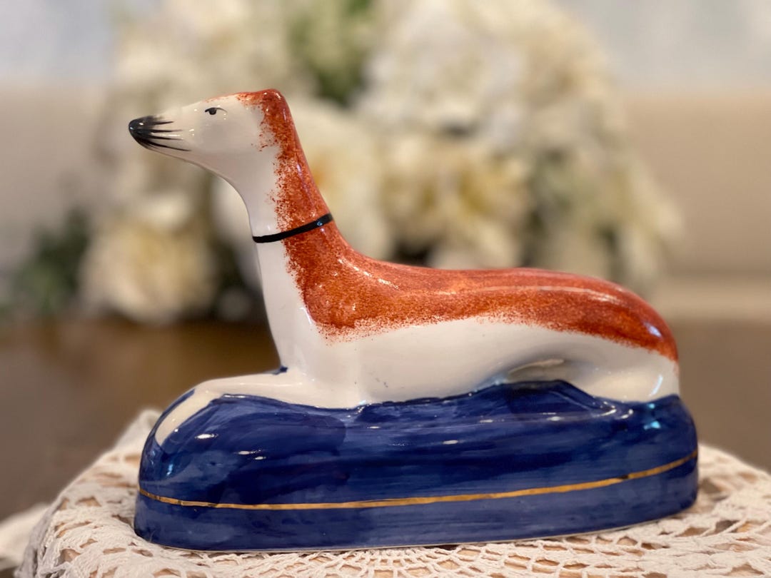 Staffordshire Porcelain Greyhound Whippet Inkwell Made in England - Etsy