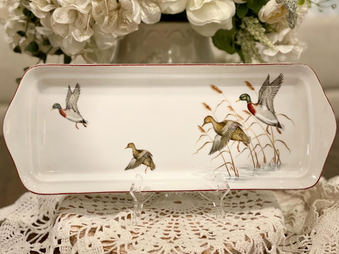 Porcelain Duck Geese Pheasant Serving Set W/salt & Pepper Shakers ...