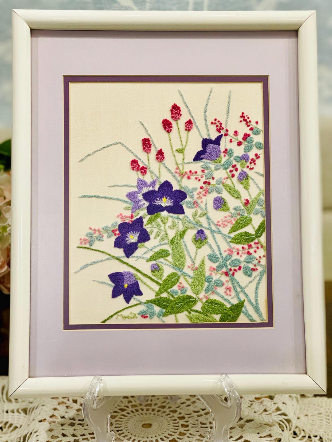 Vintage Bunka Punch Embroidery Floral Framed Picture - Etsy
