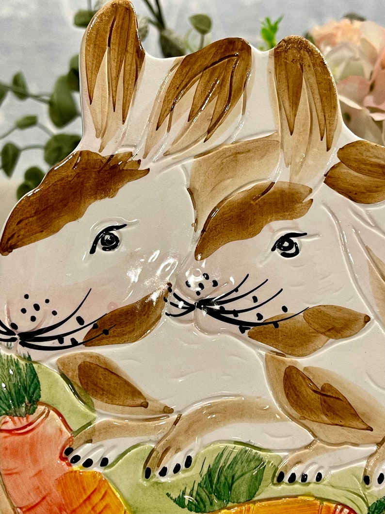 ADORABLE Bunny Rabbits Ceramic Trivet Made in Italy Hand Painted - Etsy