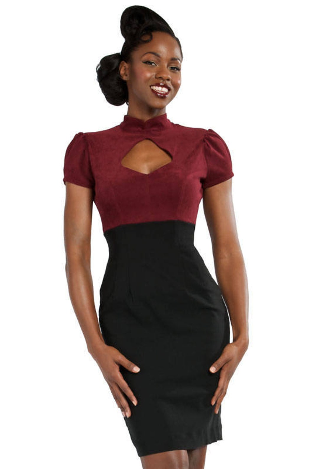 Winnie Dress in Burgundy and Black - Etsy