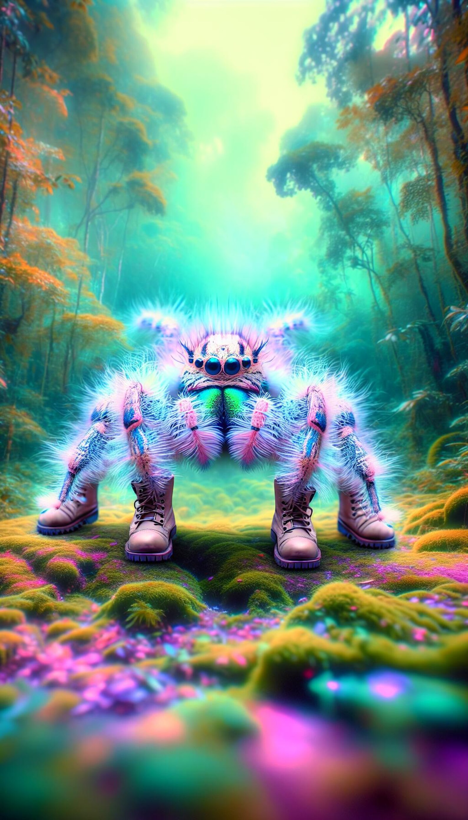 Forest With Pink Spider - Etsy