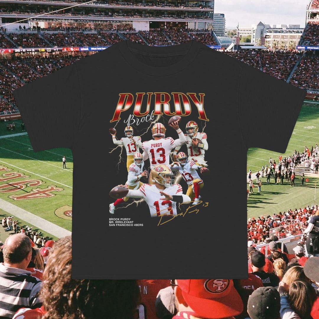 Brock Purdy Vintage Collage Graphic Black Heavyweight Tee Shirt San ...