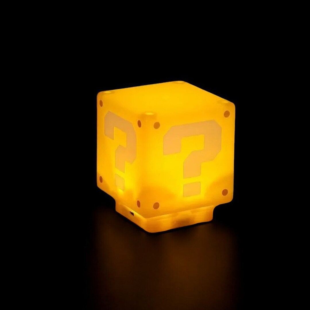 Handcrafted Question Mark Block Table Lamp, Unique Gamers LED Block ...