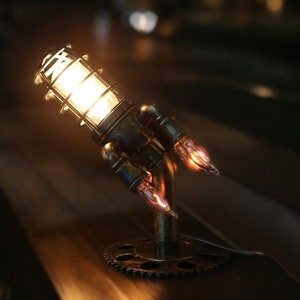 Handcrafted Rustic Steampunk Rocket Table Lamp, Vintage Industrial ...