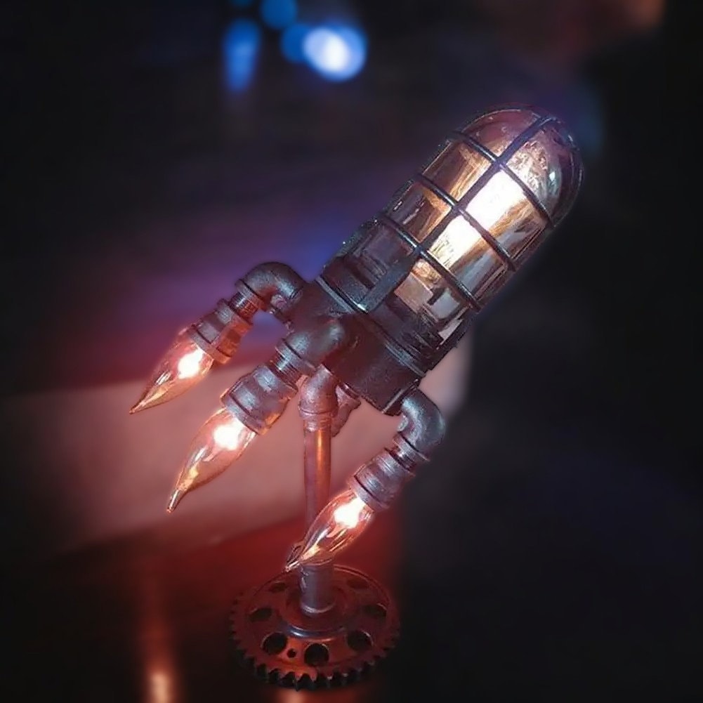 Handcrafted Rustic Steampunk Rocket Table Lamp, Vintage Industrial ...