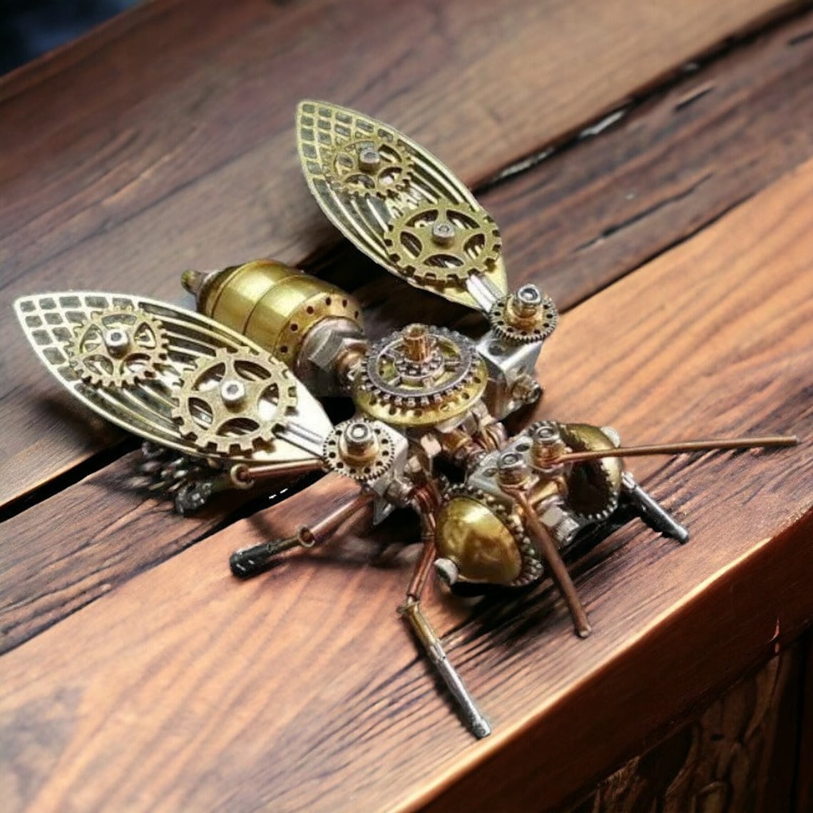 Handcrafted Rustic Steampunk Mechanical Bee Sculpture, Industrial Brass Robot Insect Figurine ...