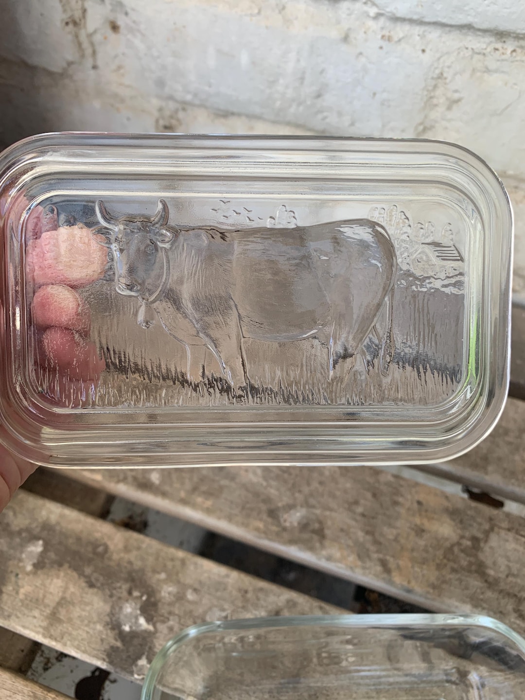 French Vintage Dairy Cow Butter Dish by Arcoroc Pressed Glass Adorable ...