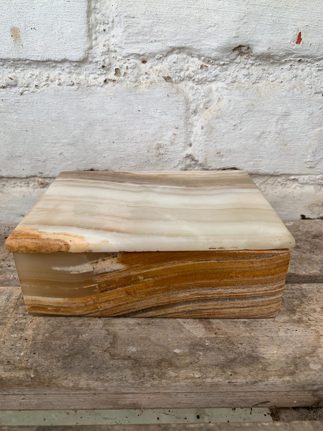 Vintage Onyx Marble Lidded Box Carved From One Piece - Etsy