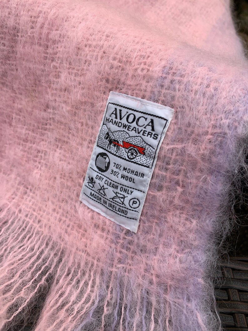 Avoca Made in Ireland Vintage Pink Mohair Large Blanket 60” X 60 ...