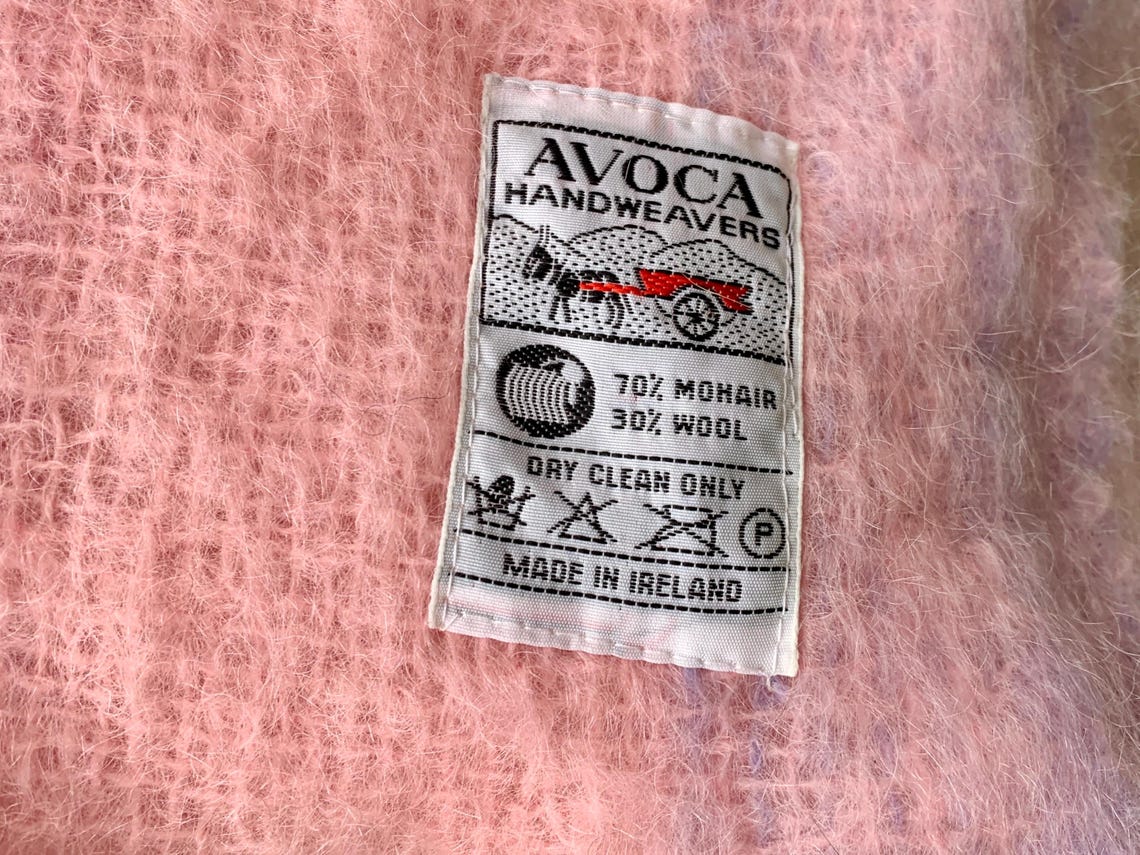 Avoca Made in Ireland Vintage Pink Mohair Large Blanket 60” X 60 ...