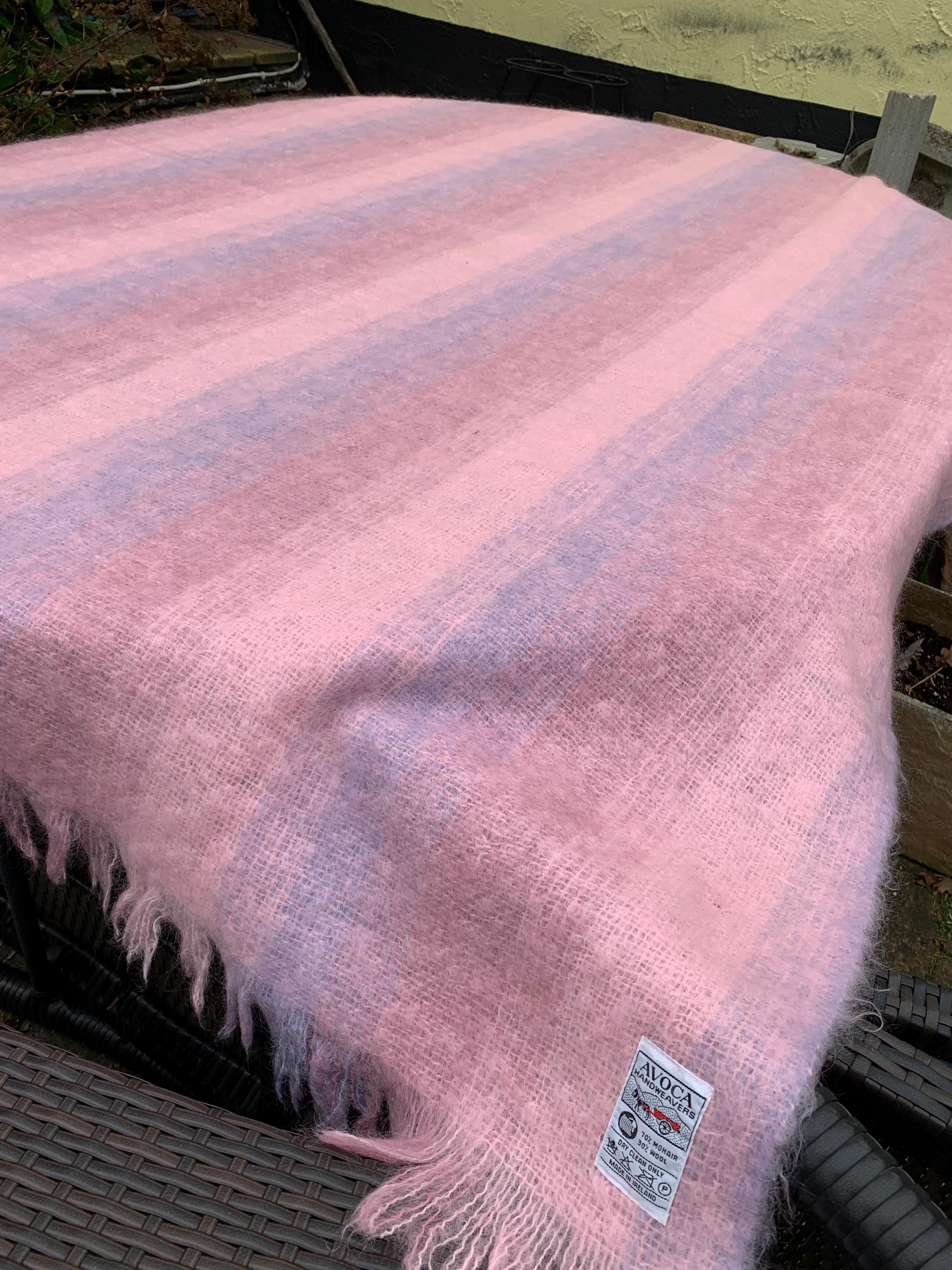 Avoca Made in Ireland Vintage Pink Mohair Large Blanket 60” X 60 ...
