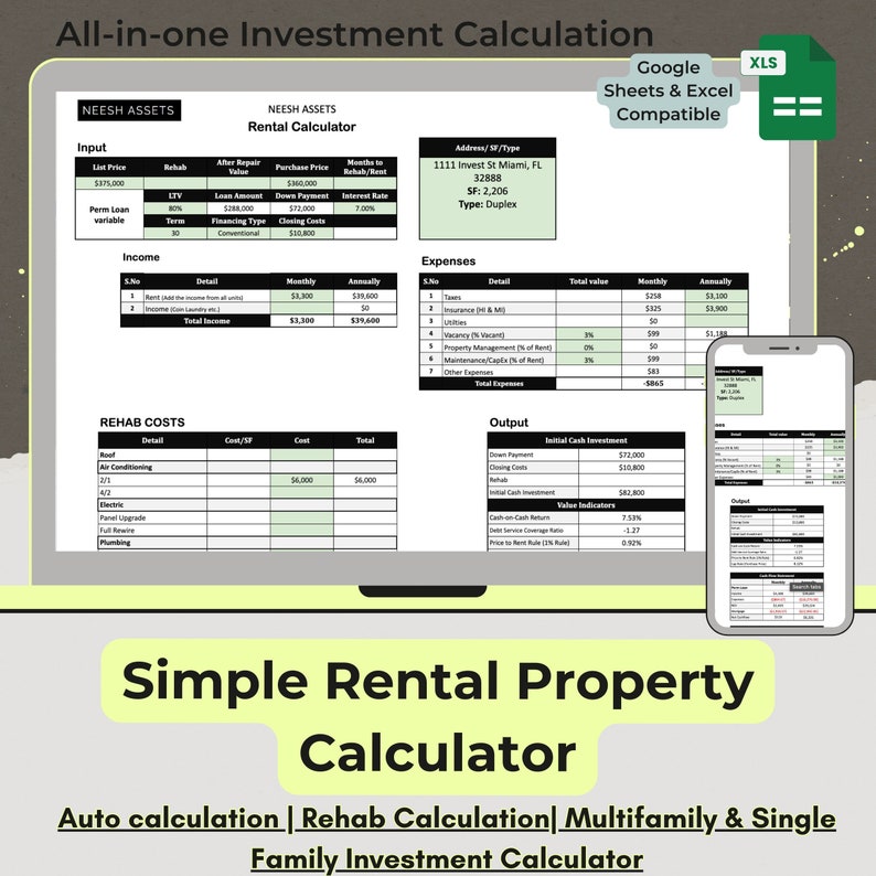Best and Simple Real Estate Rental Analysis Calculator for Multifamily ...
