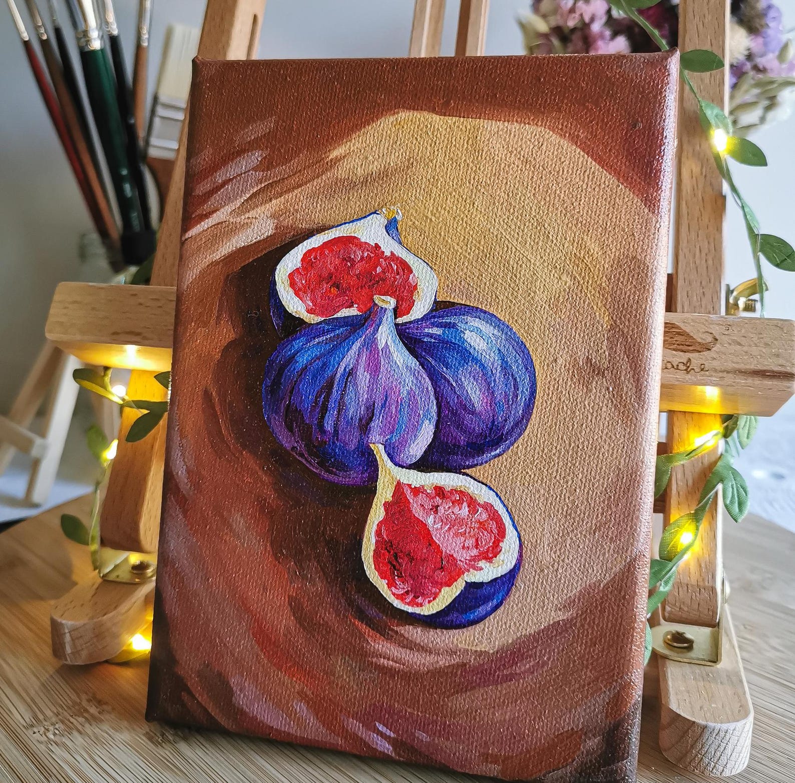 Miniature Figs Oil Art Original Oil Art Autumn Food Art 5 X 7 Unframed ...