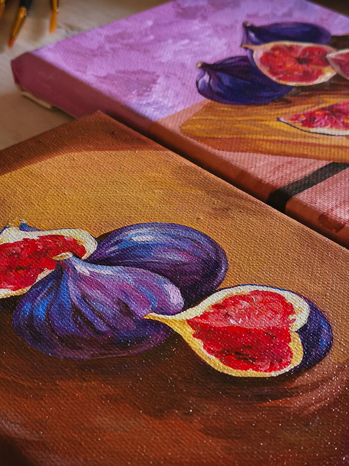 Miniature Figs Oil Art Original Oil Art Autumn Food Art 5 X 7 Unframed ...