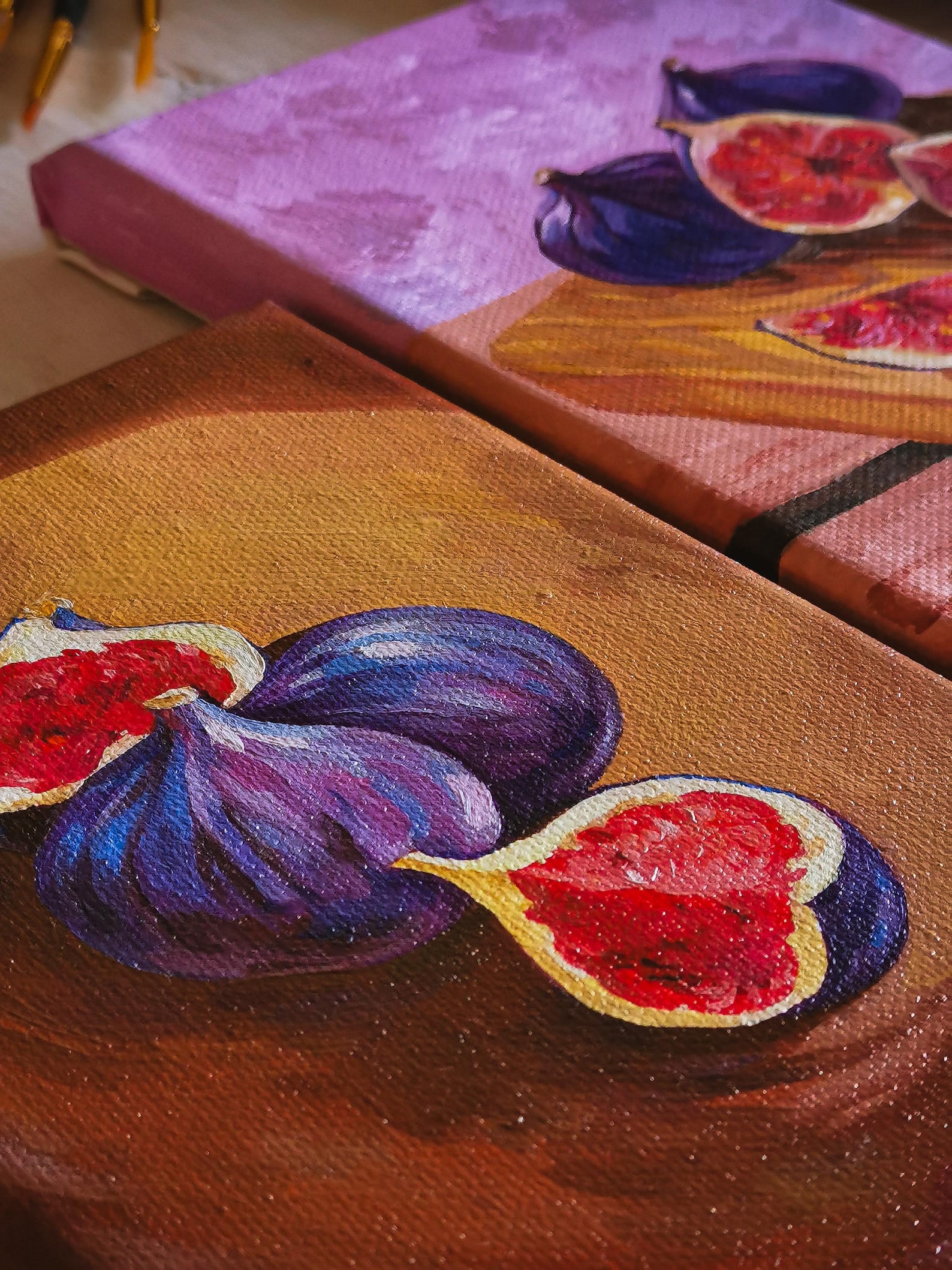 Miniature Figs Oil Art Original Oil Art Autumn Food Art 5 X 7 Unframed ...