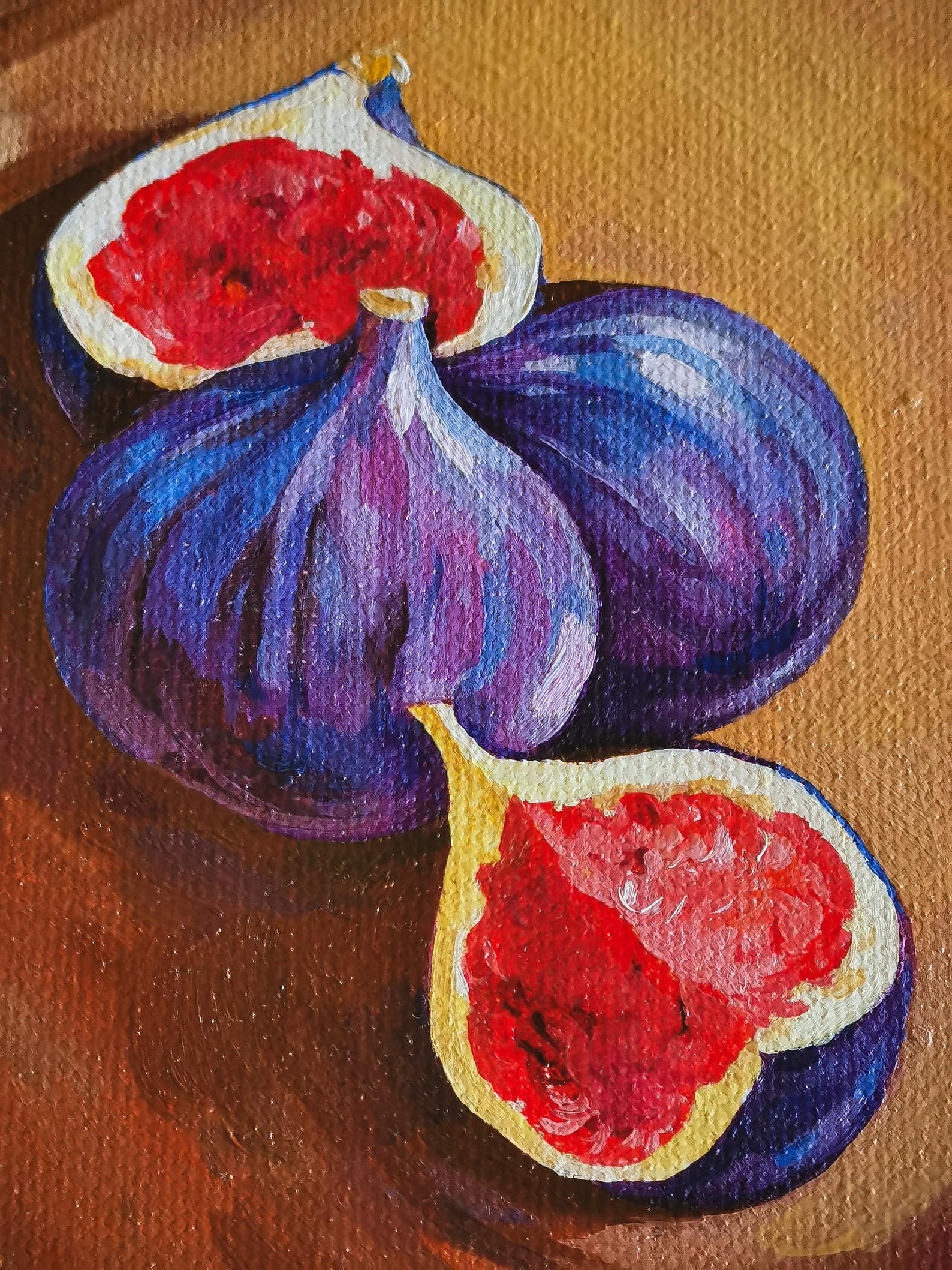 Miniature Figs Oil Art Original Oil Art Autumn Food Art 5 X 7 Unframed ...