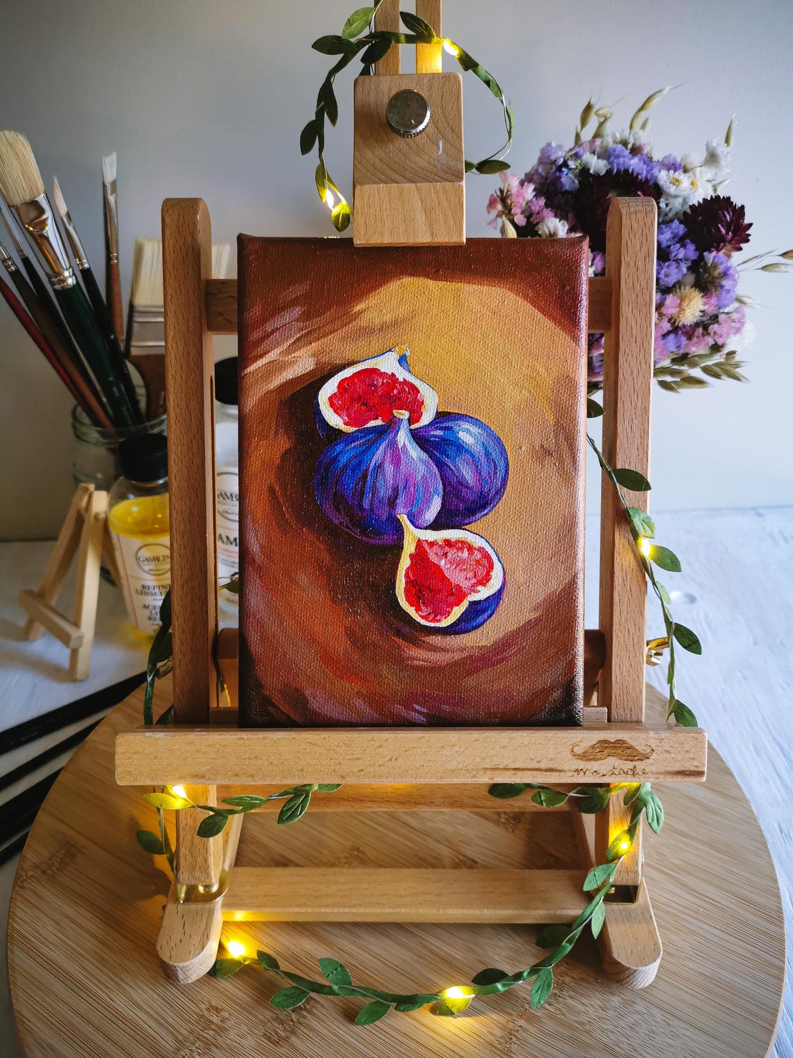 Miniature Figs Oil Art Original Oil Art Autumn Food Art 5 X 7 Unframed ...