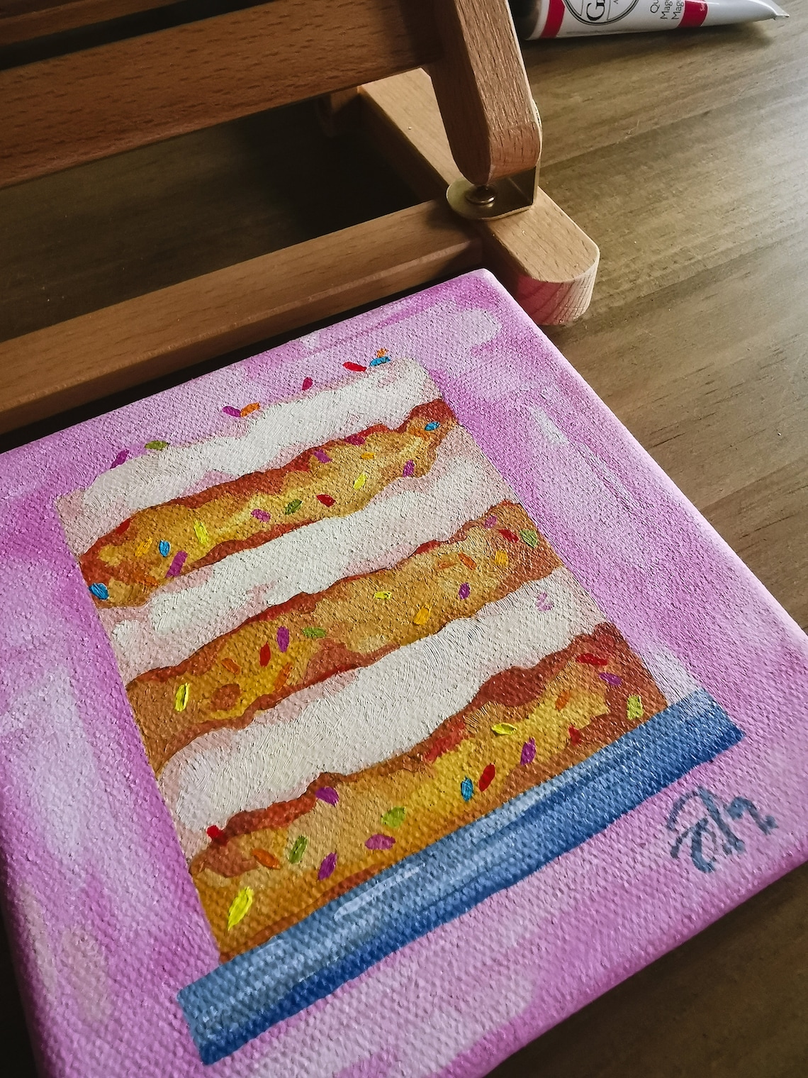 Miniature Rainbow Sprinkle Birthday Cake Painting Original Oil Art 5 X ...