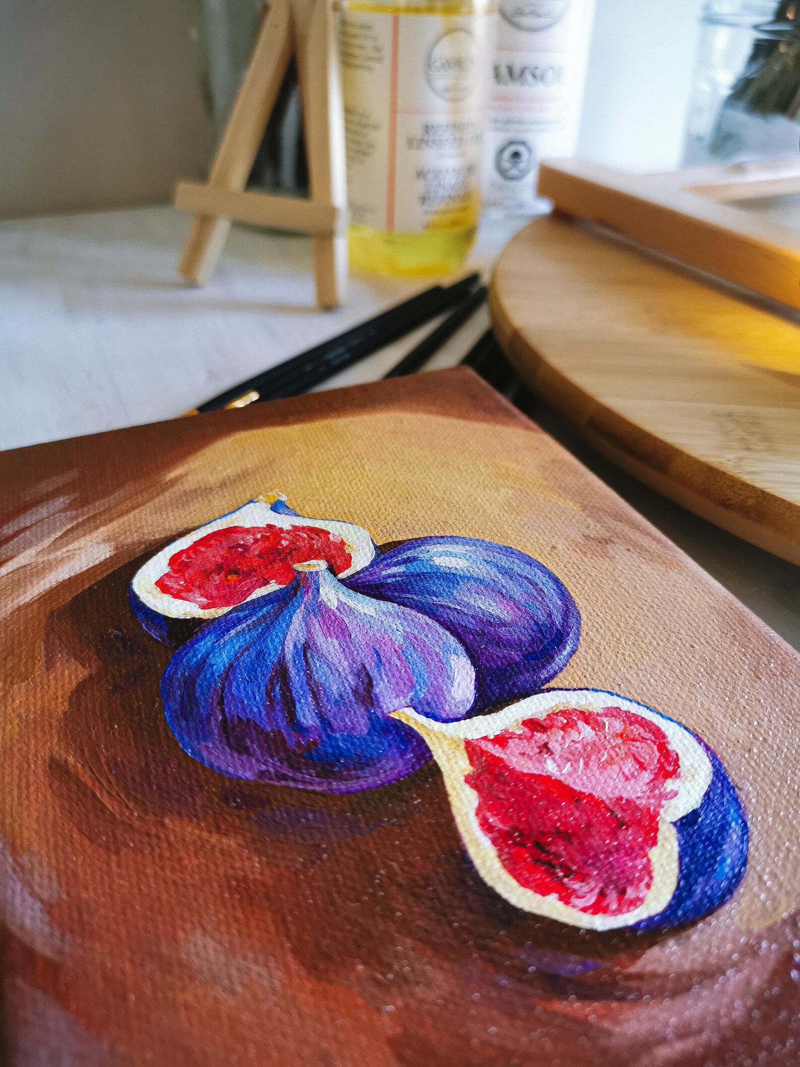 Miniature Figs Oil Art Original Oil Art Autumn Food Art 5 X 7 Unframed ...