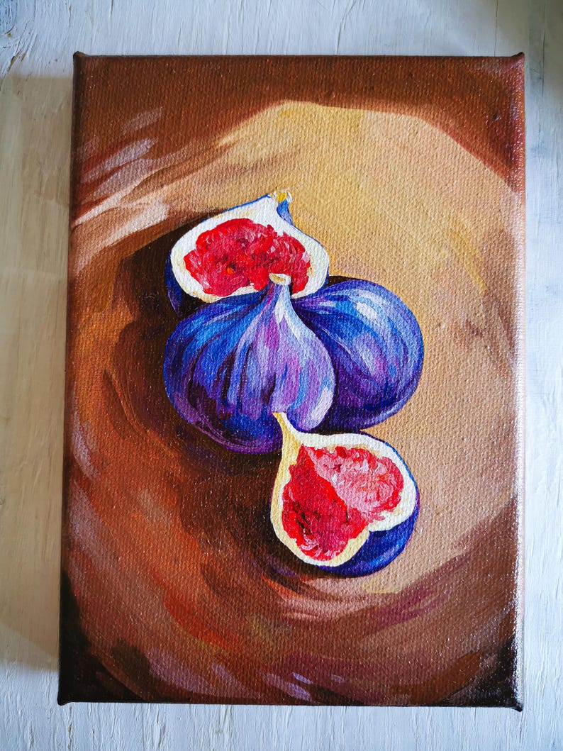 Miniature Figs Oil Art Original Oil Art Autumn Food Art 5 X 7 Unframed ...